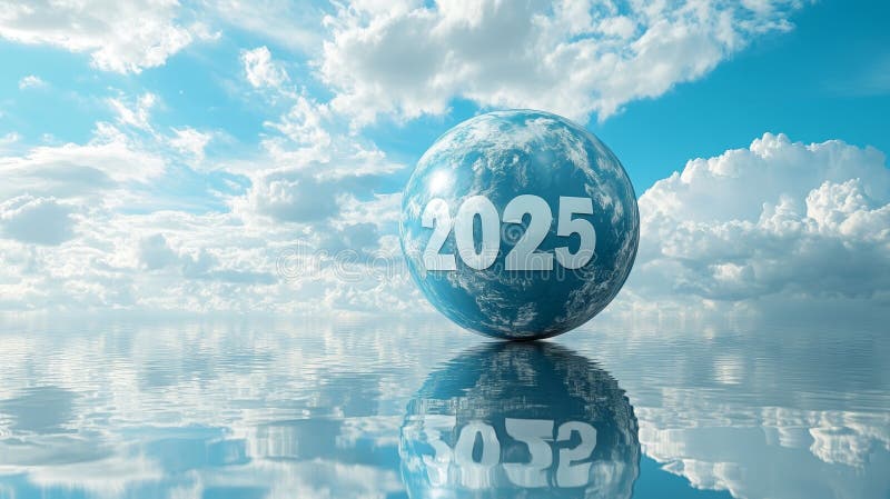 Planet Earth Globe with the Number 2025, Representing the Future, New ...