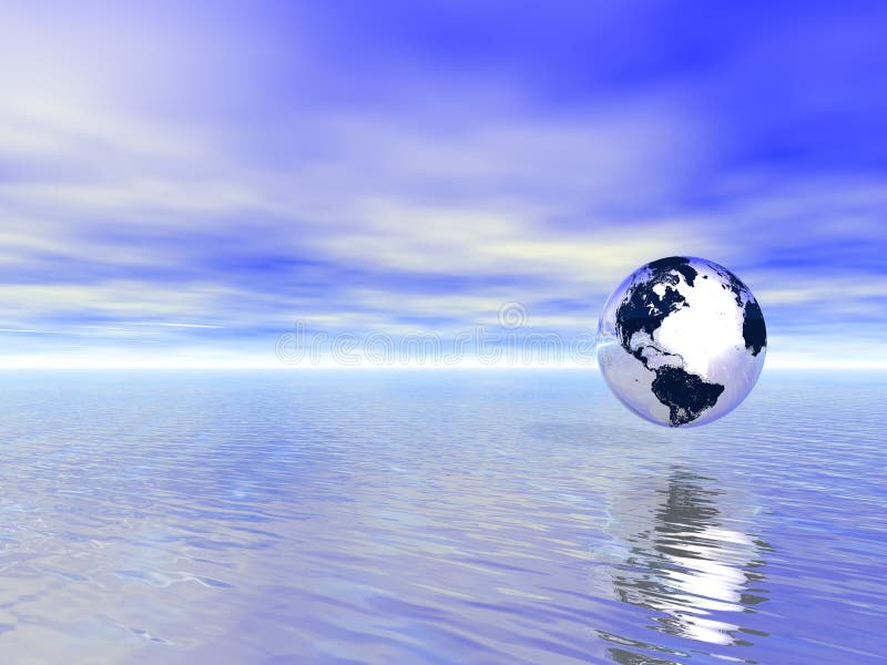Planet Earth Globe Over Blue Ocean Stock Illustration - Illustration of ...