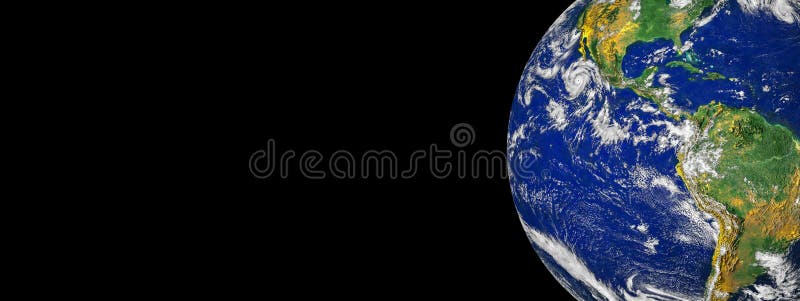 Planet Earth Globe from Space Isolated on Black Background Banner or ...