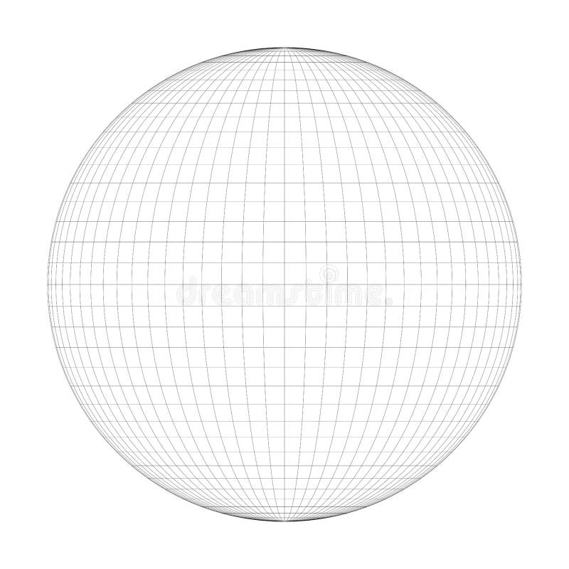 Planet Earth Globe Thin Line Grid Stock Vector - Illustration of ...
