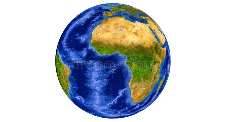 Globe Turning Over Colourful Shapes Moving Diagonally Across a Sky Blue ...