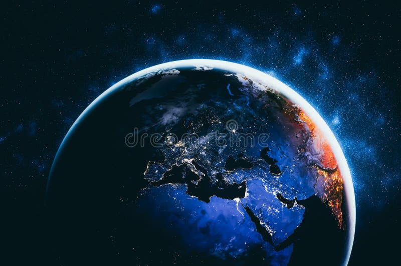 Planet Earth Globe View from Space Showing Realistic Earth Surface and ...