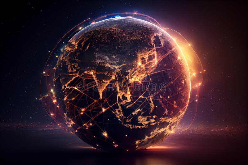 Planet Earth Globe View from Space Showing Realistic Earth Surface and ...