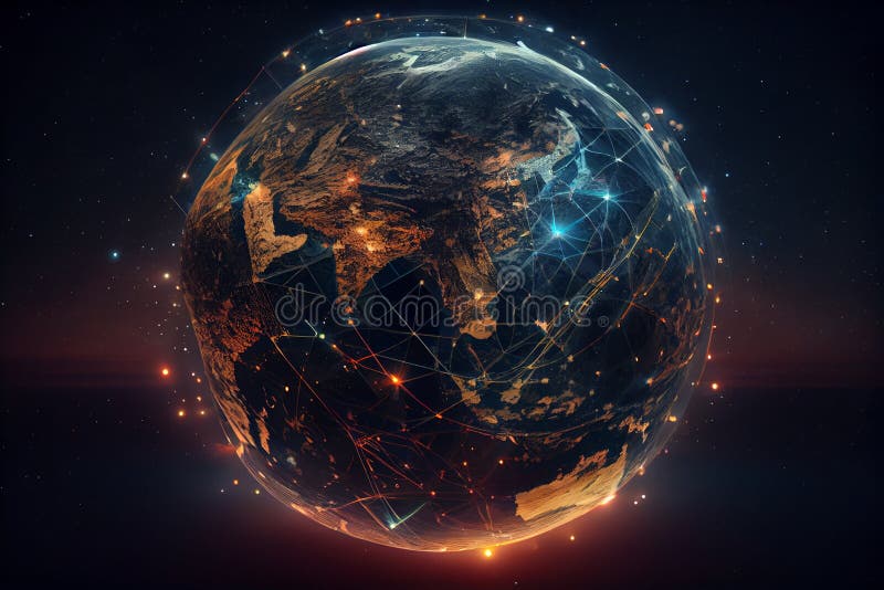 Planet Earth Globe View from Space Showing Realistic Earth Surface and ...