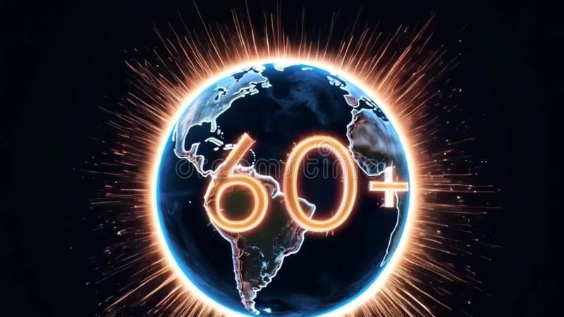 Planet Earth with Glowing 60+ Numbers Representing Earth Hour Concept ...
