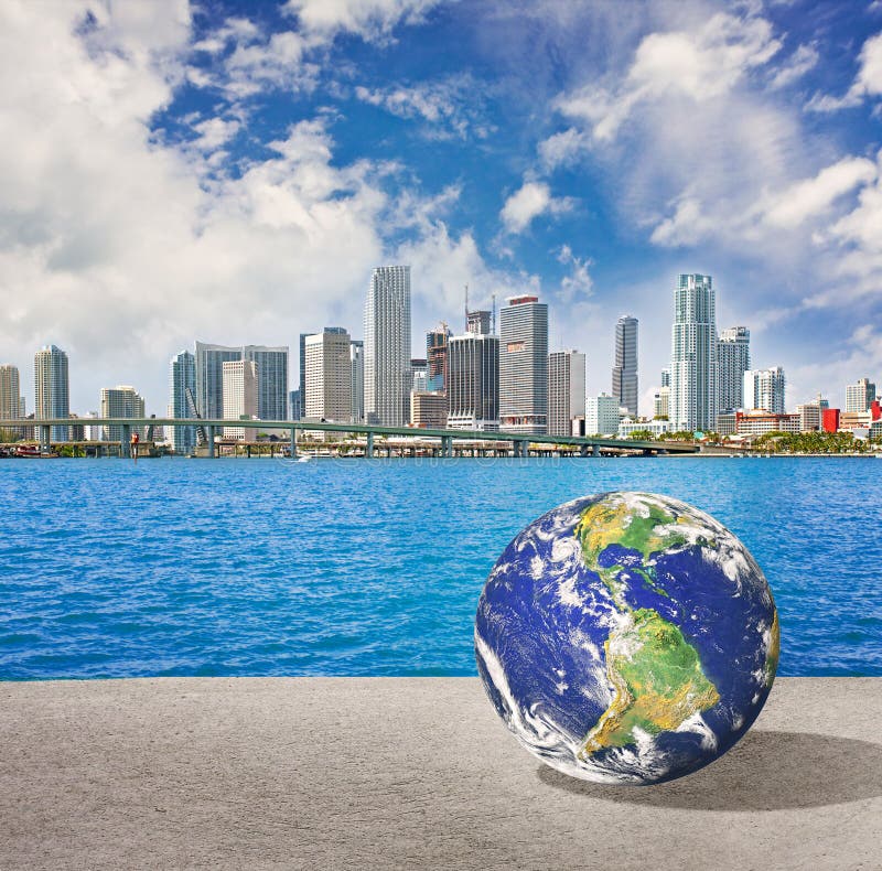 Planet Earth Goes To Miami Florida Stock Illustration - Illustration of ...