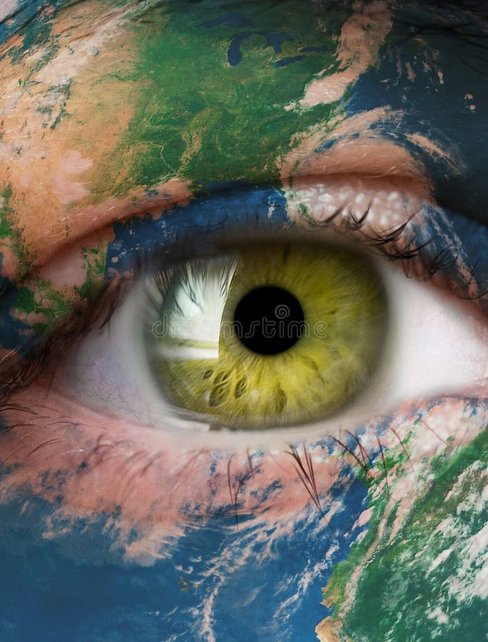 Planet Earth and Green Human Eye Stock Image - Image of view, earth ...