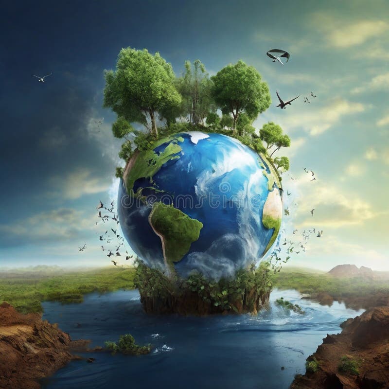 Planet Earth, Green Planet, Protecting the Planet from Pollution Stock ...