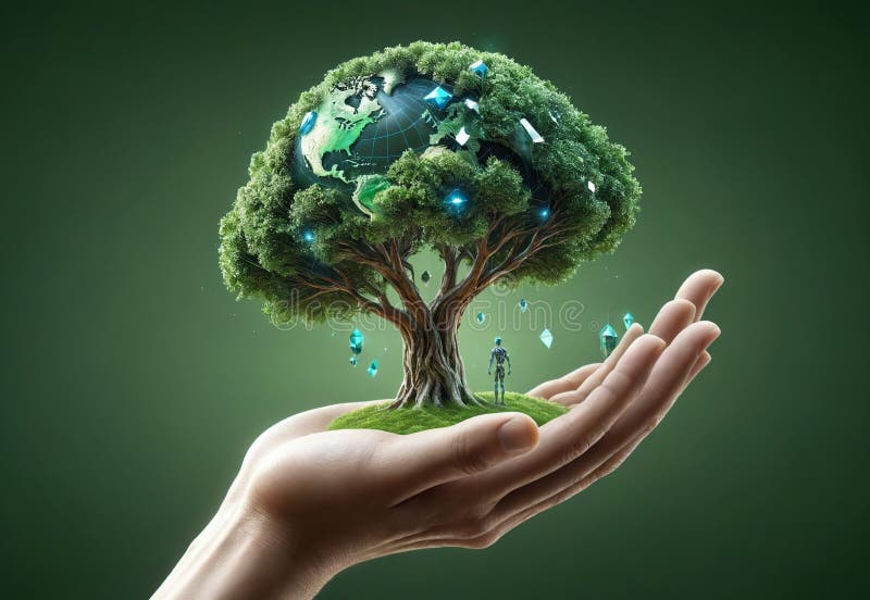 Planet Earth and Green Tree, Concept Environmental Protection Stock ...