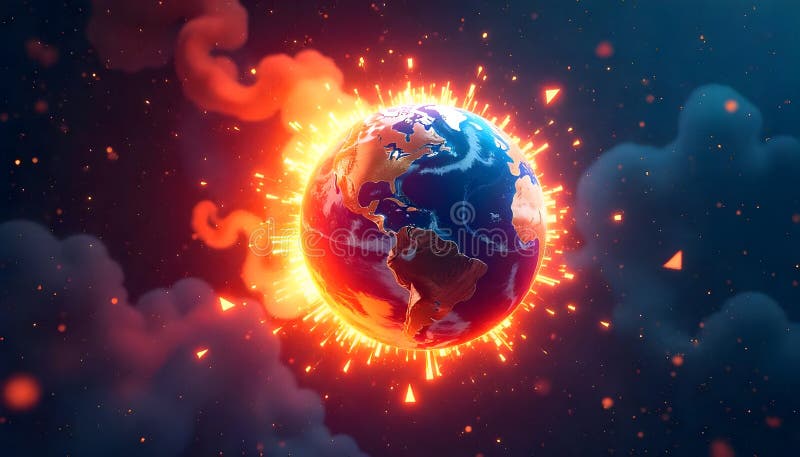 Planet Earth with Half of it Destroyed. Stock Illustration ...