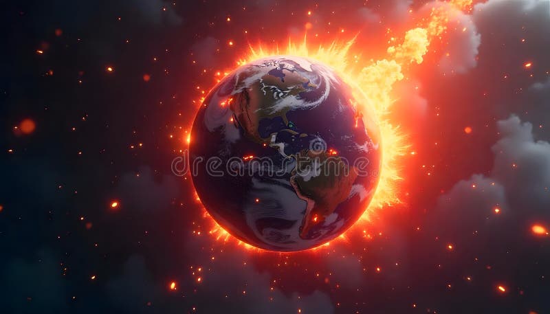 Planet Earth with Half of it Destroyed. Stock Illustration ...