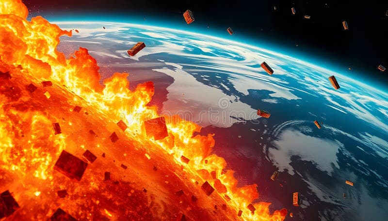 Planet Earth with Half of it Destroyed. Stock Illustration ...