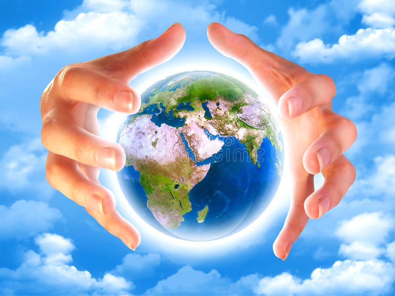 Hands Making a Circle with Green Earth Stock Photo - Image of business ...