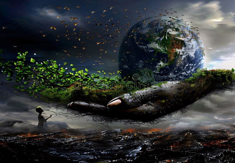 Planet Earth in the Hands of a Man. Environmental Conservation Concept ...