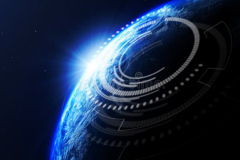 Planet Earth with High Technology Holograms. High Technology ...