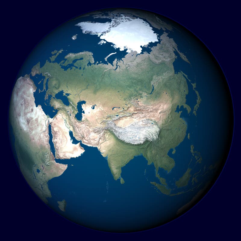 Planet Earth with Highlight in Asia Stock Illustration - Illustration ...