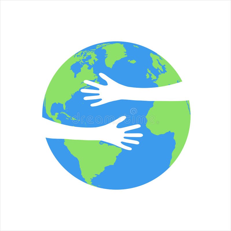 Planet Earth with a Hug. Earth with Human Hands. Vector Illustration of ...