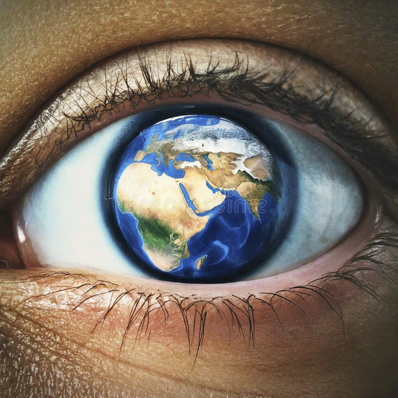 Planet earth in human eye stock illustration. Illustration of eyelash ...