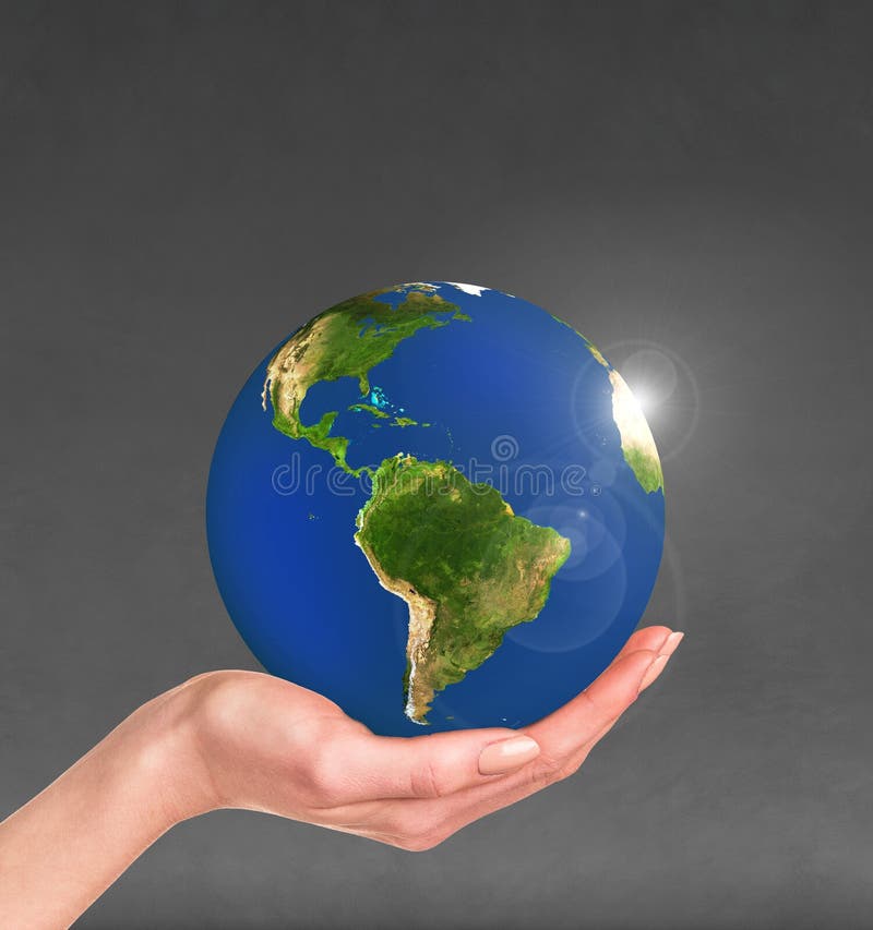 Planet Earth in a Human Hand Stock Illustration - Illustration of ...