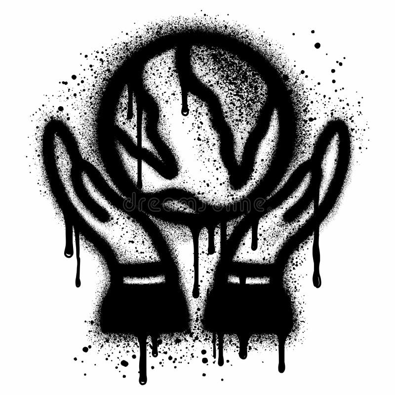 Planet Earth in Human Hands in Graffiti Style. Concepts and Symbols on ...