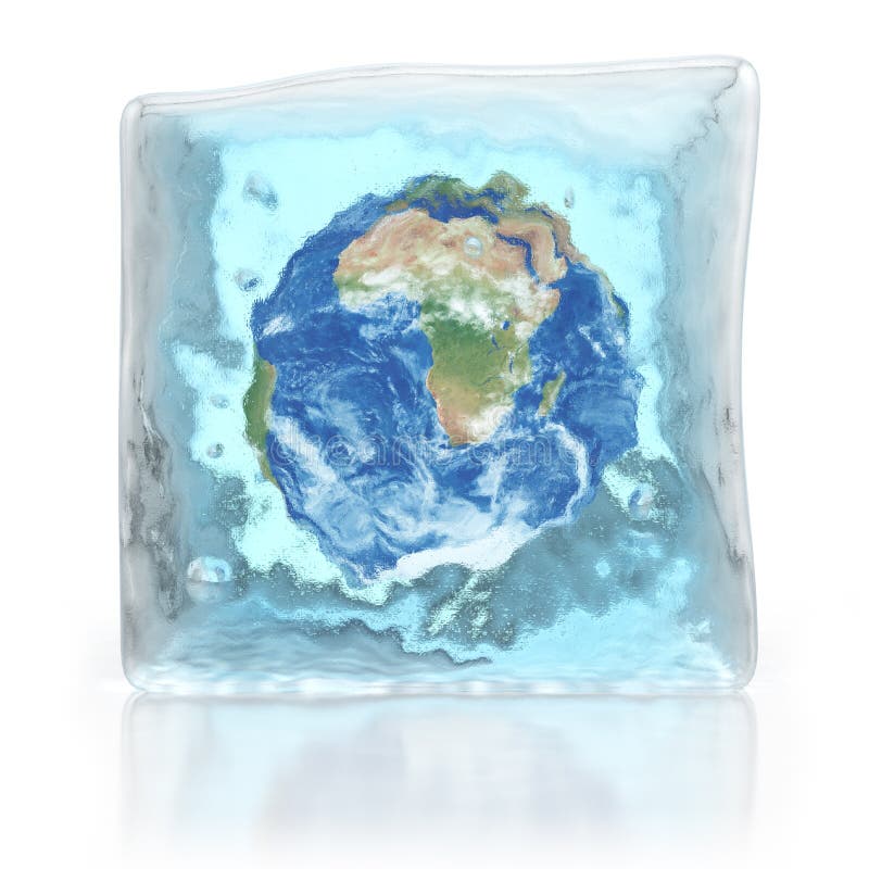 Planet Earth in ice cube stock illustration. Illustration of macro ...