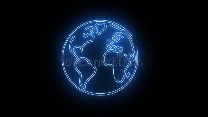 Planet Earth Icon with Blue Neon Effect Stock Video - Video of africa ...