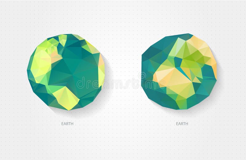 Planet Earth Icon Low Poly Geometry Vector Isolated in White Background ...