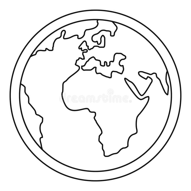 Planet Earth Icon, Outline Style Stock Illustration - Illustration of ...