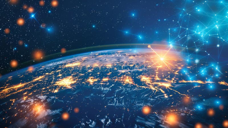 The Planet Earth is Illuminated by City Lights at Night, Showcasing ...