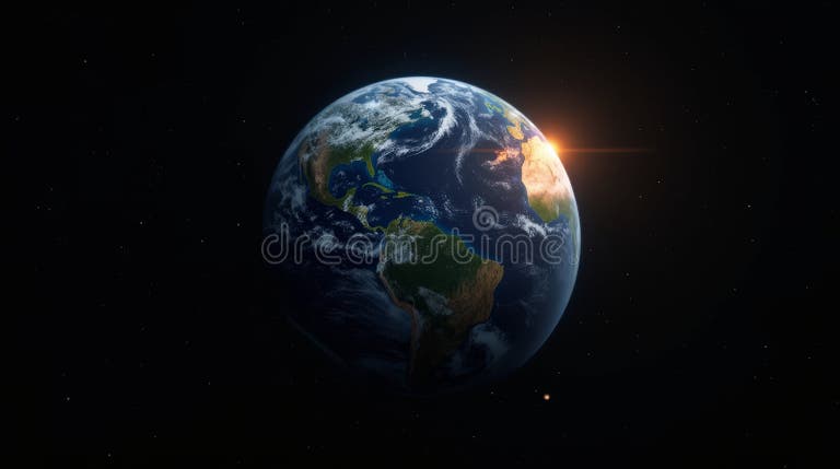 Planet Earth Illuminated by Sunlight, with Visible Continents and ...