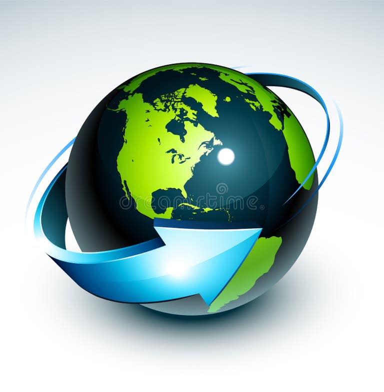 Arrows Around World Globe Stock Illustrations – 627 Arrows Around World ...