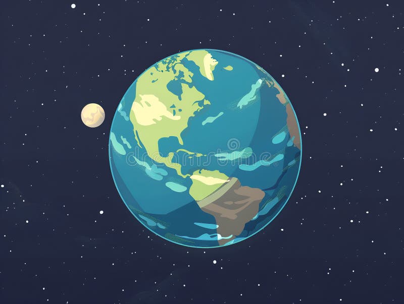 Planet Earth Illustration in Space. Sustainable Science Concept ...