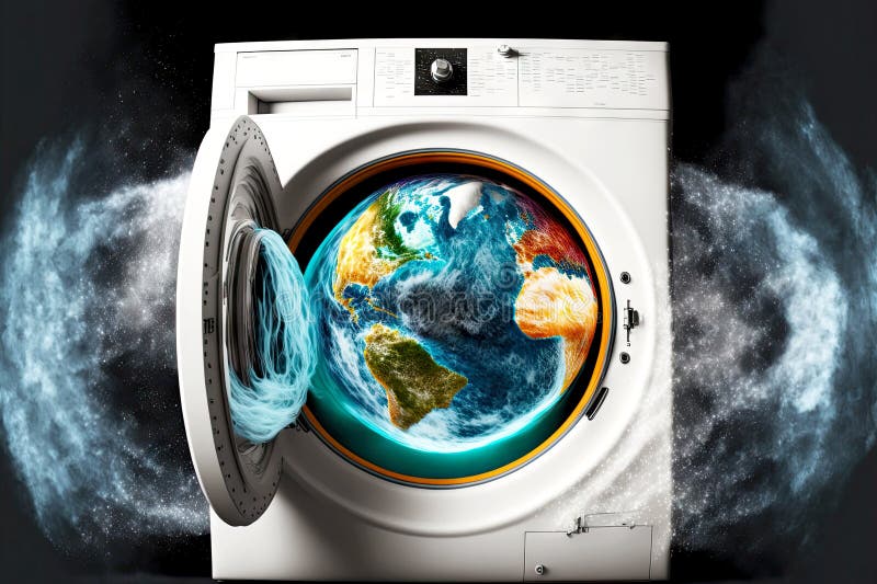 Planet Earth Inside Drum of Machine Washing Stock Illustration ...