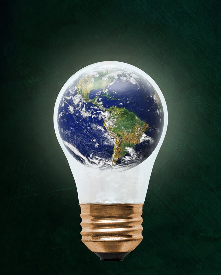 Planet Earth Inside Floating Light Bulb with Copy Space Stock Image ...