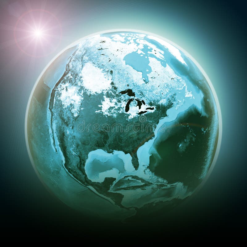 Planet earth with light stock photo. Image of land, mainland - 66292380