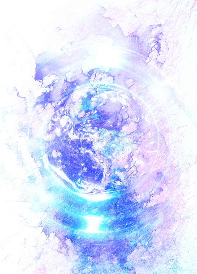 Planet Earth in Light Circle.Computer Collage. Earth Concept. Marble ...