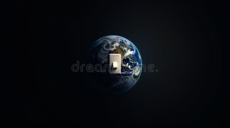 Planet Earth with a Light Switch Symbolizing Energy Conservation and ...
