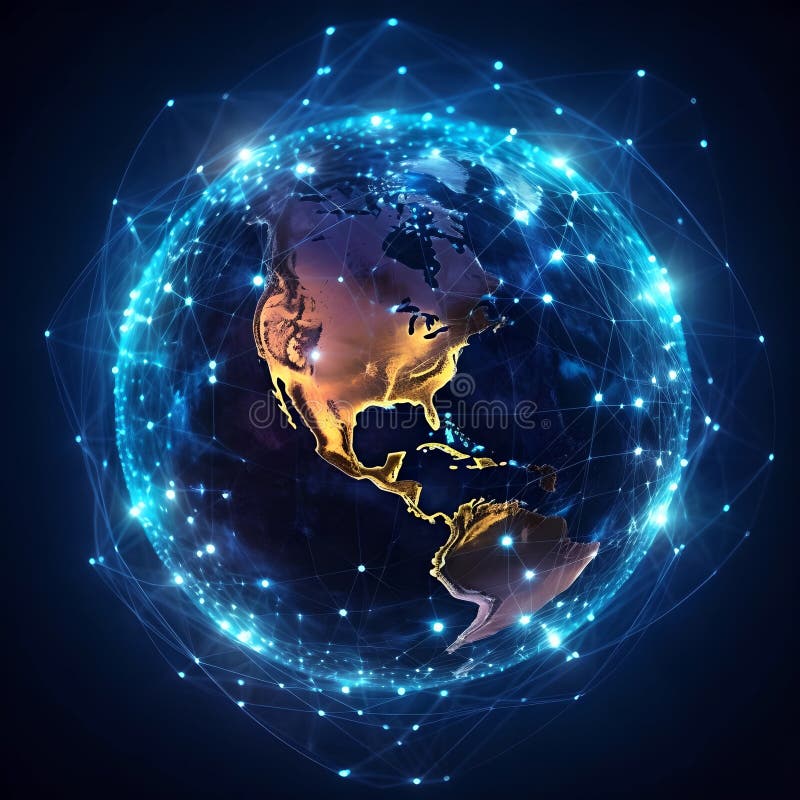 Planet Earth with Lines of Transmitted Signals Stock Illustration ...