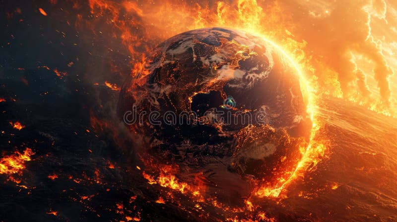 A Planet Earth Lit on Fire Generative Ai Stock Illustration ...