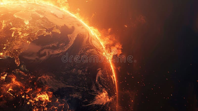 A Planet Earth Lit on Fire Generative Ai Stock Illustration ...