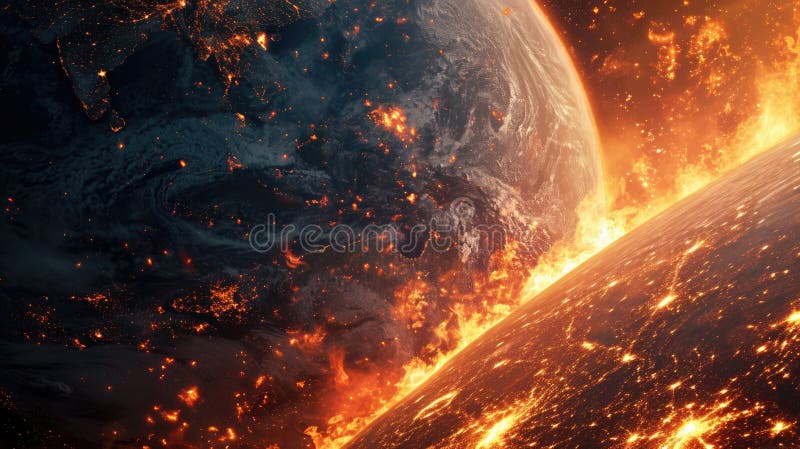A Planet Earth Lit on Fire Generative Ai Stock Illustration ...