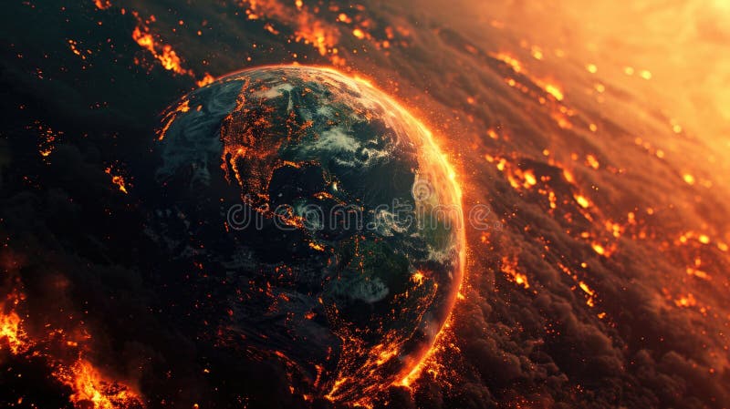 A Planet Earth Lit on Fire Generative Ai Stock Illustration ...