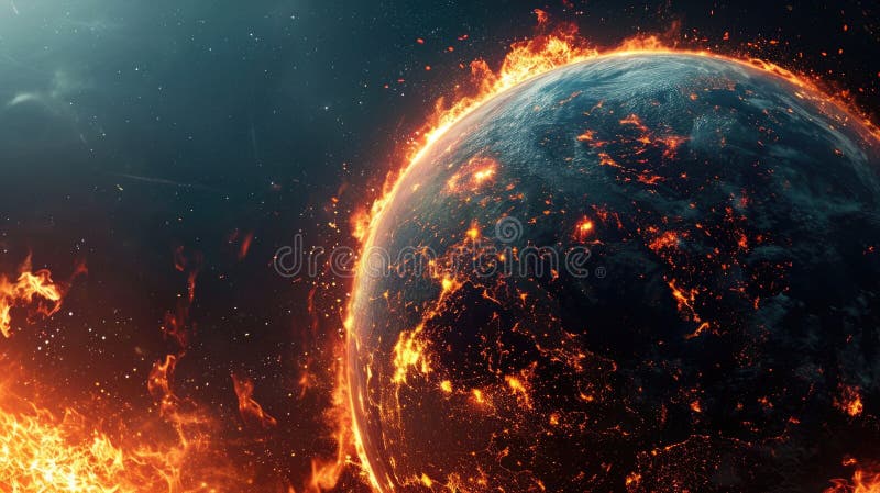 A Planet Earth Lit on Fire Generative Ai Stock Illustration ...