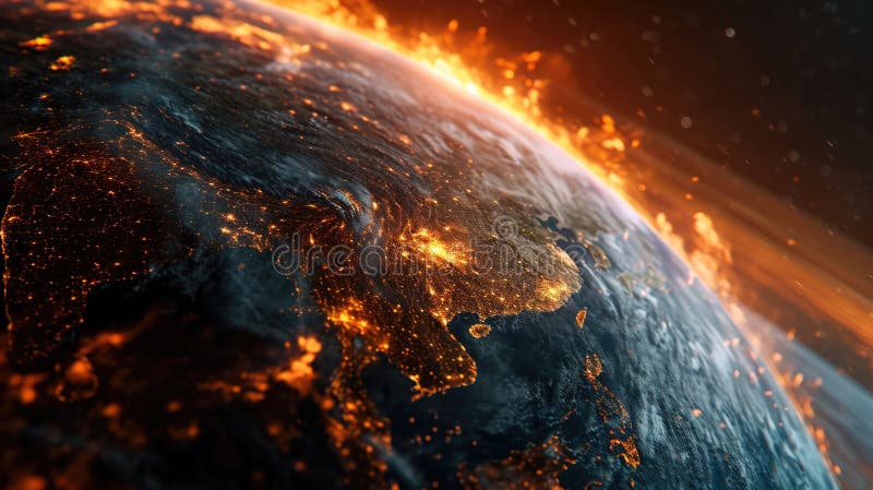 A Planet Earth Lit on Fire Generative Ai Stock Illustration ...