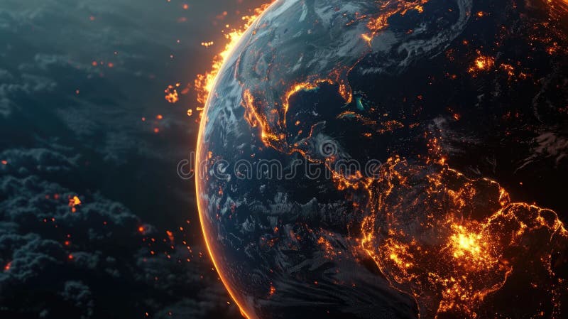 A Planet Earth Lit on Fire Generative Ai Stock Illustration ...