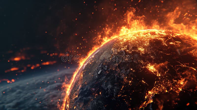 A Planet Earth Lit on Fire Generative Ai Stock Illustration ...