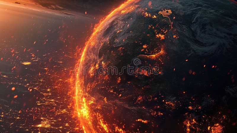 A Planet Earth Lit on Fire Generative Ai Stock Illustration ...