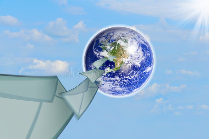 Planet Earth and Mail the Envelope Stock Illustration - Illustration of ...