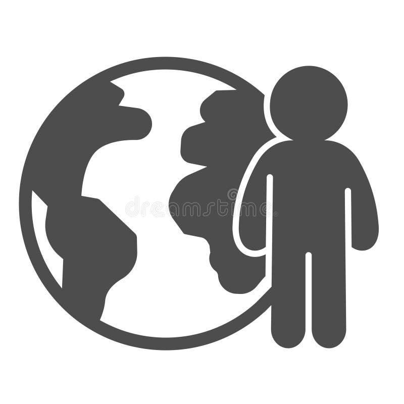 Planet Earth and Man Solid Icon, Climate Change Concept. Vector ...