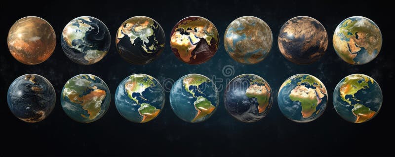 Planet earth map set stock illustration. Illustration of geography ...